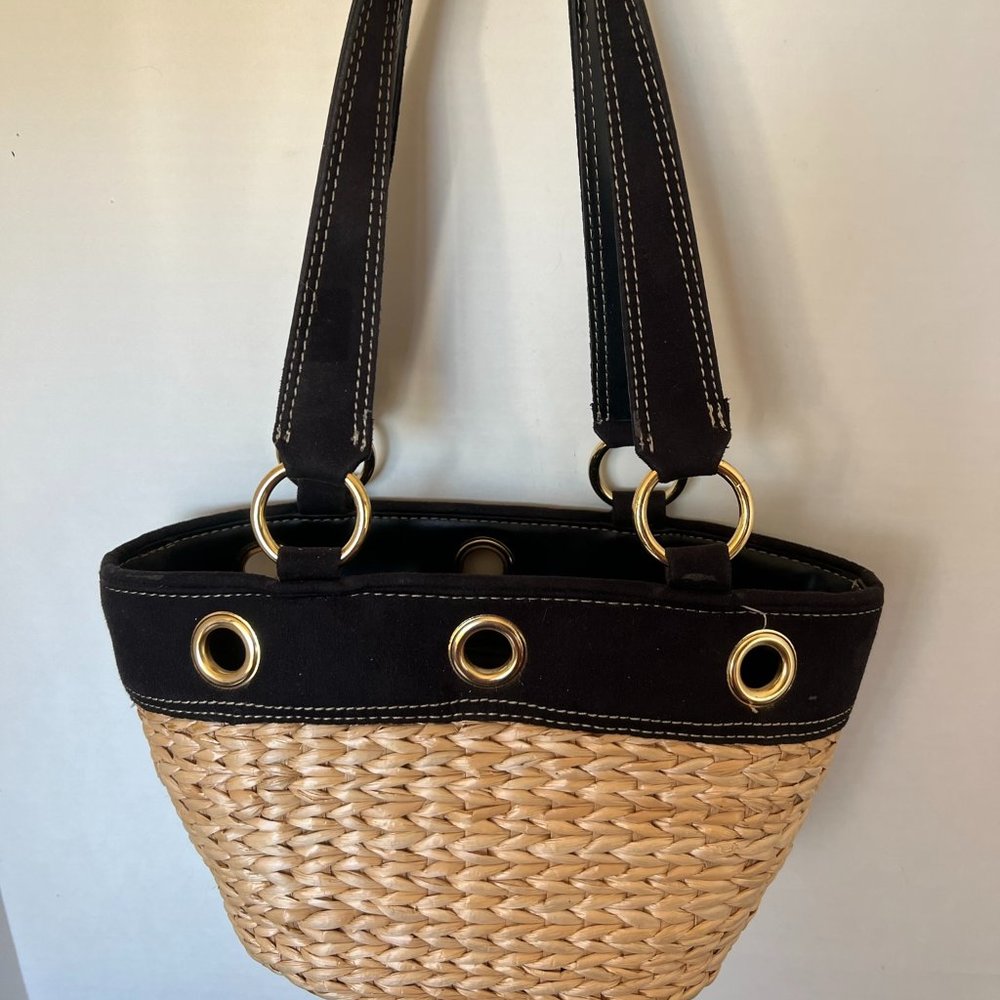 Amanda Smith Straw Bucket Style With Black Top And St… - Gem